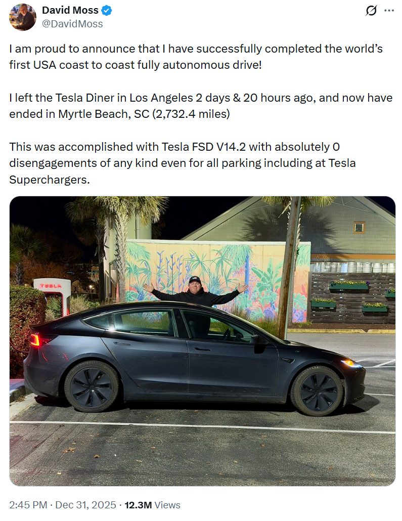 Two days and 20 hours, zero interventions crossing the United States ...